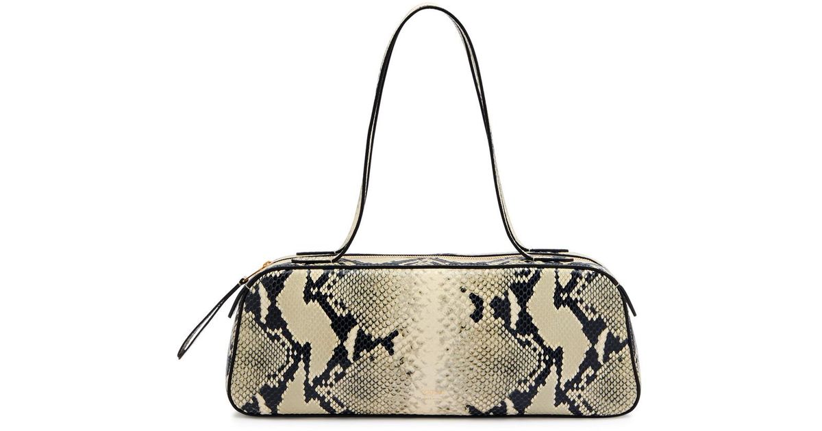Khaite Python-Effect Leather Shoulder Bag in Natural | Lyst