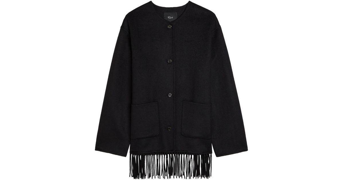 Rails Tomoko Fringed Hem Wool-Blend Jacket in Black | Lyst UK