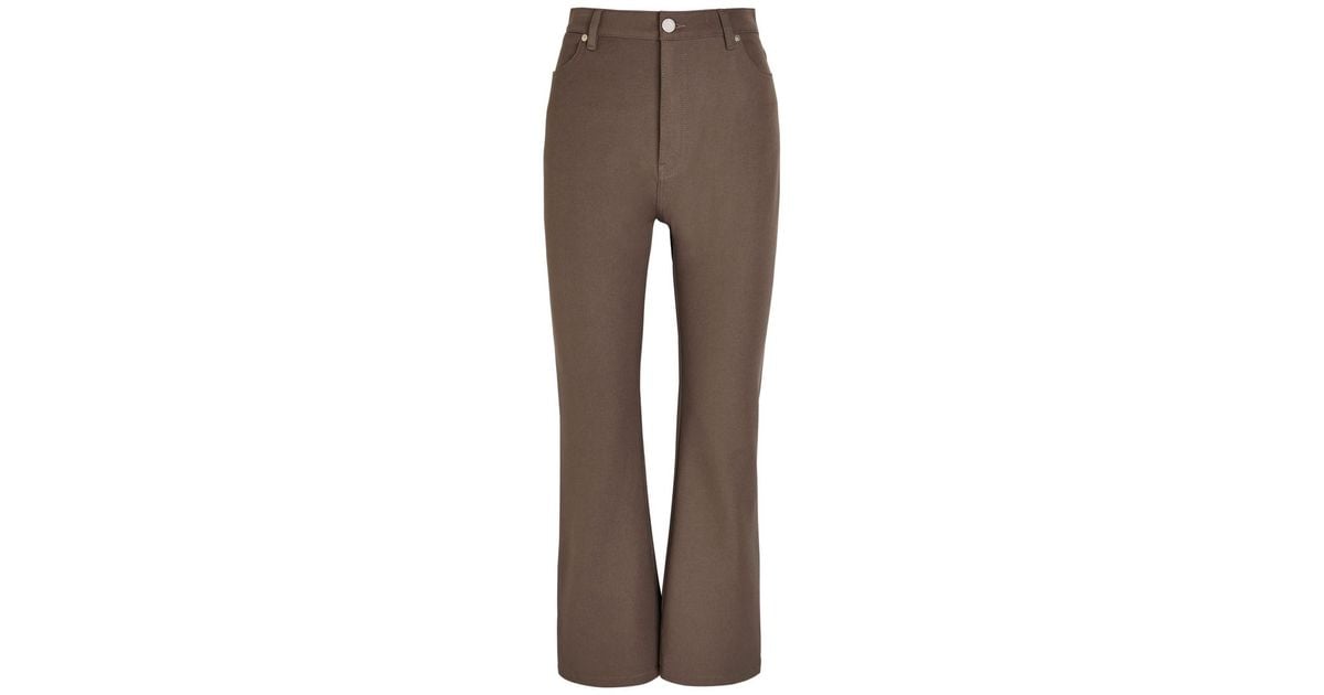 JOSEPH Duke Flared-Leg Stretch-Twill Trousers in Brown | Lyst UK