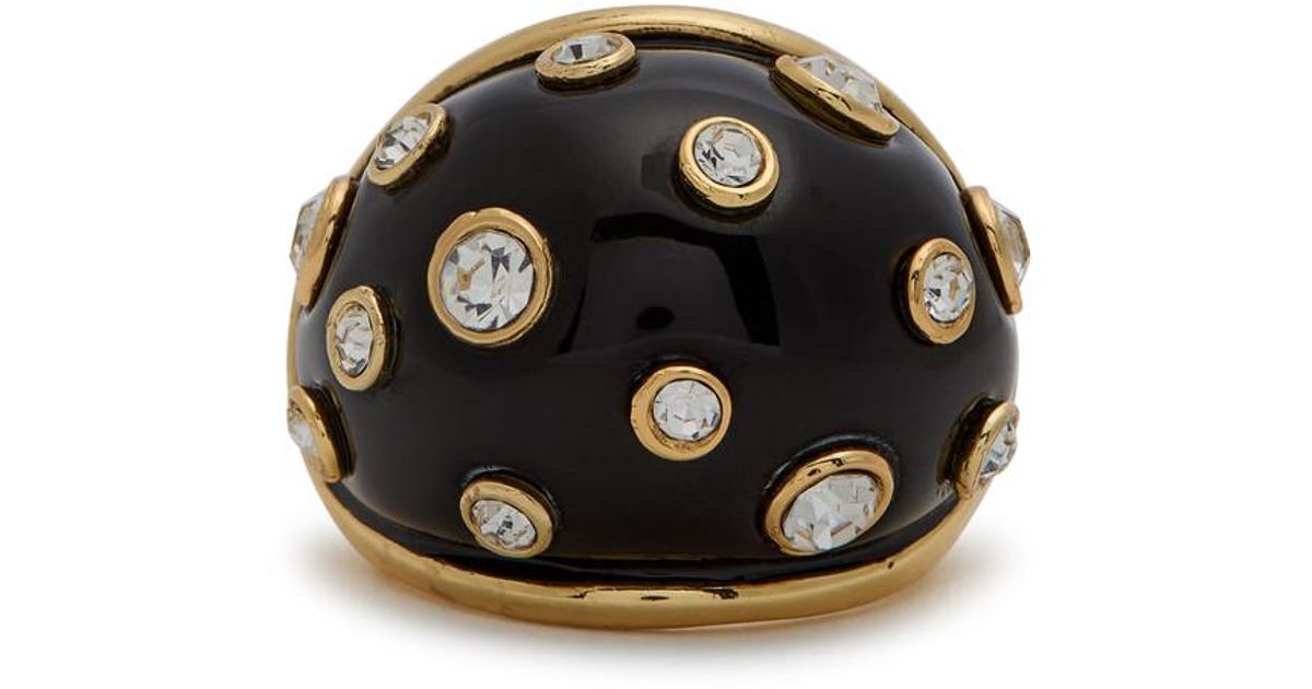 Kenneth Jay Lane Crystal-Embellished Enamelled 22Kt-Plated Ring in ...