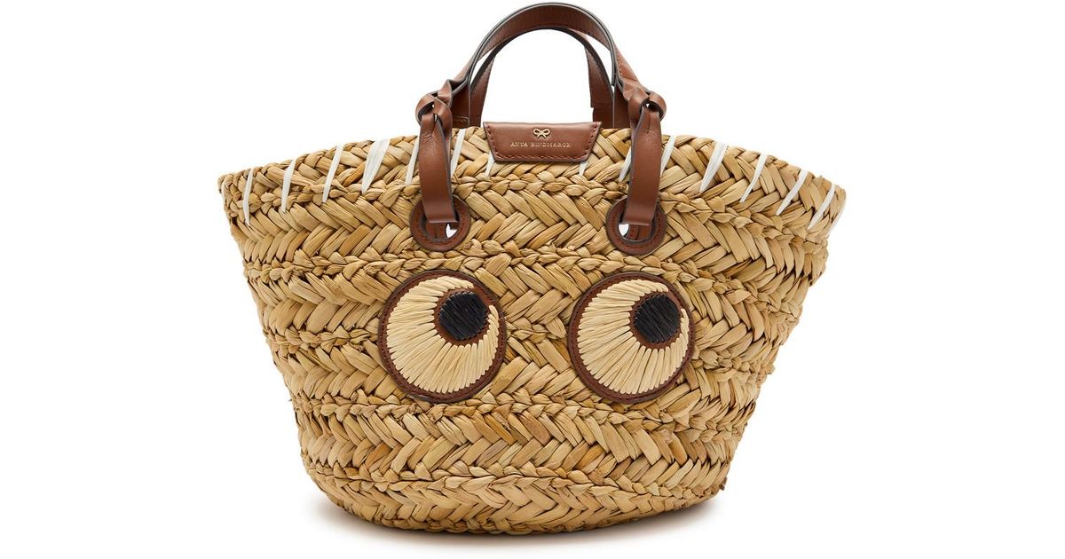 Anya Hindmarch Seagrass Eyes Small Raffia Basket Bag in Metallic | Lyst UK
