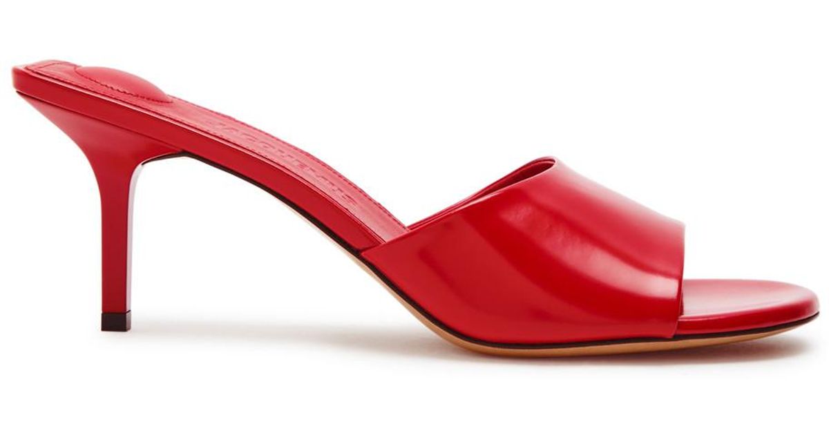 Jacquemus Les Mules Cubisto 70 Glossed Leather Mules in Red | Lyst