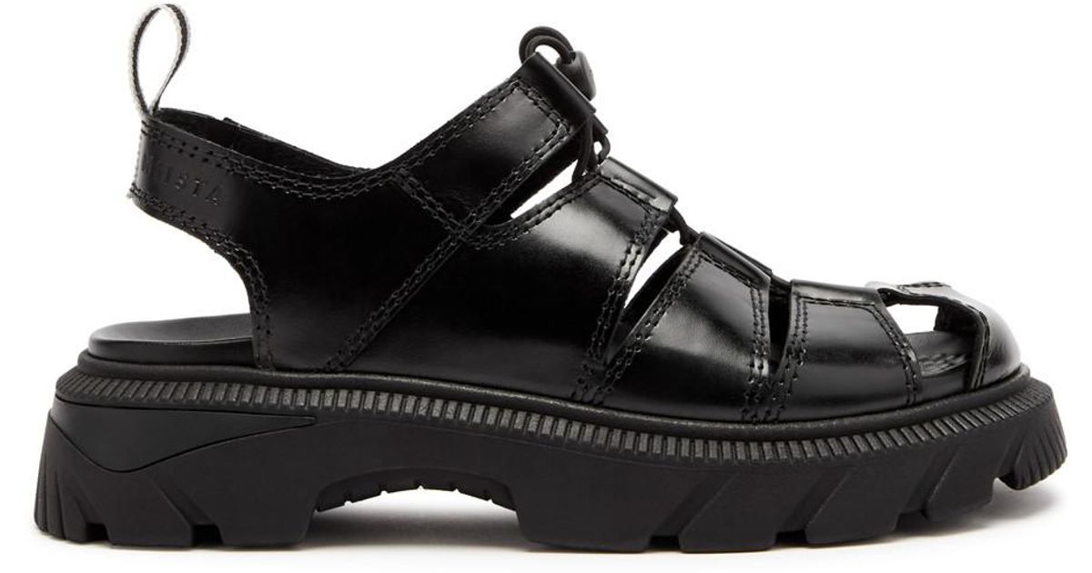 Miista Eunice Cut-Out Leather Sandals in Black | Lyst