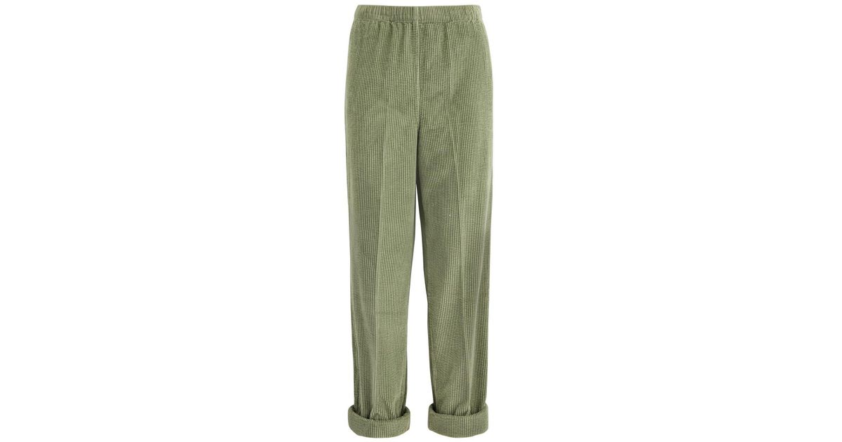American Vintage Padow Cropped Tapered Corduroy Trousers in Green | Lyst