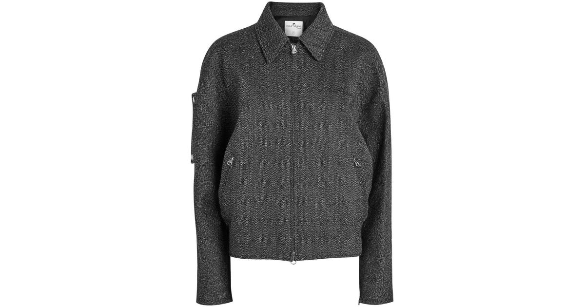 Courreges Quilted Caviar Wool Jacket in Grey | Lyst UK