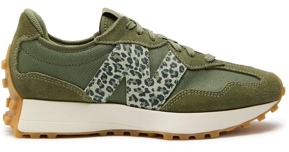 New Balance 327 Leopard-Print Mesh Sneakers in Green | Lyst UK