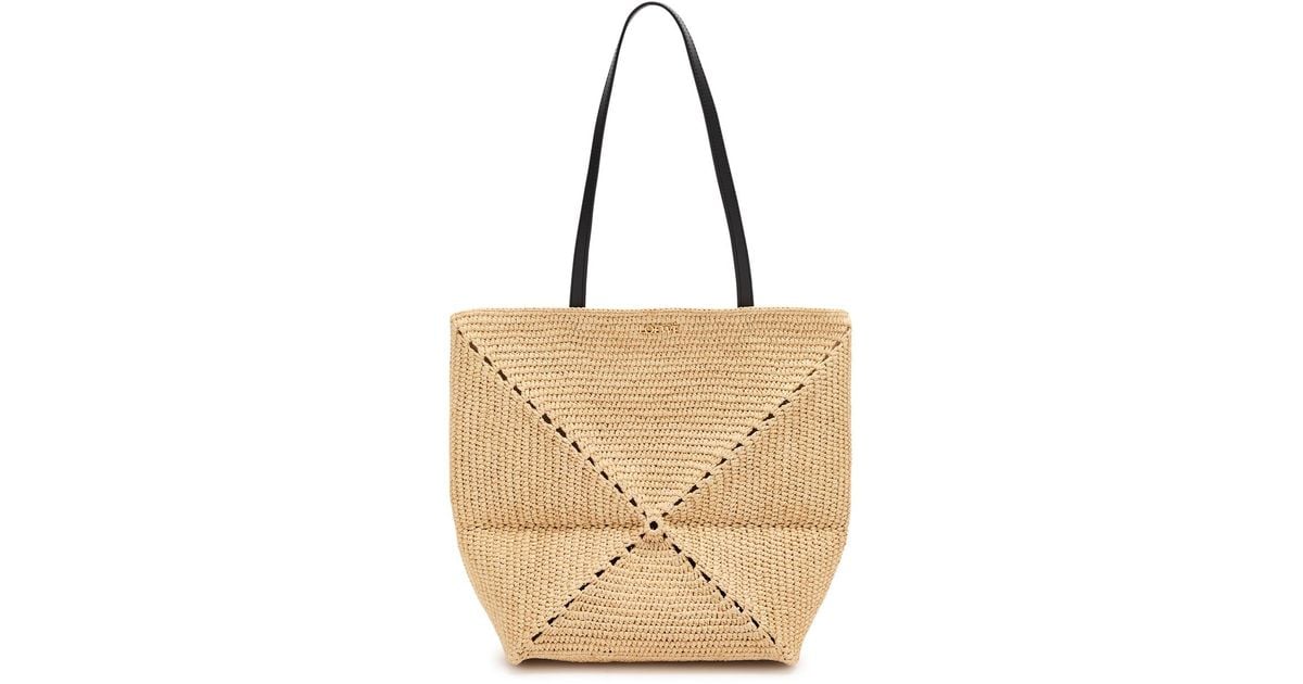 Loewe Puzzle Fold Woven Raffia Tote in Natural | Lyst
