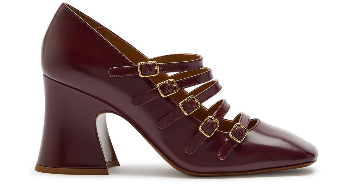 Chloé Janis 80 Multi-Strap Leather Pumps in Brown | Lyst