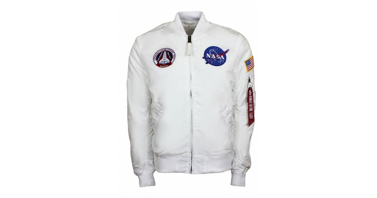 Alpha Industries Synthetic Nasa Ma-1 Bomber Jacket in 09 White (White ...
