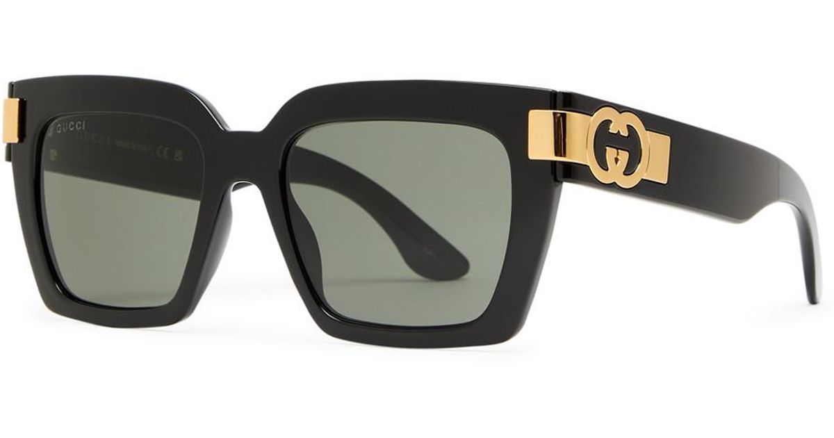 Gucci Eyewear Oversized Square-Frame Designer Sunglasses in Black | Lyst UK