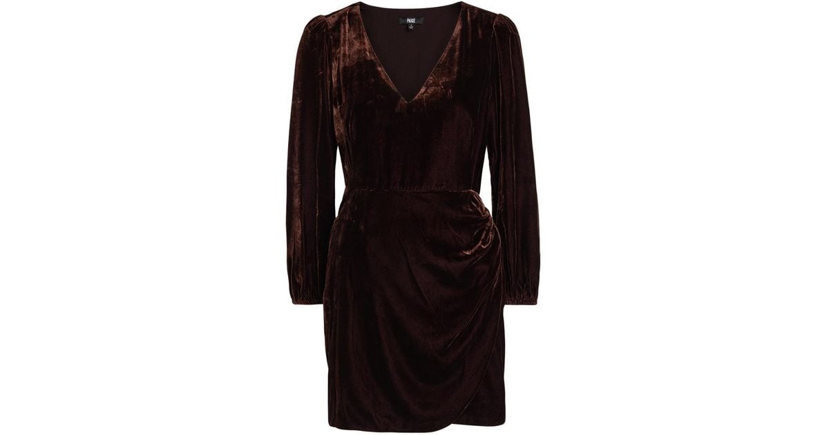 PAIGE Lawry Draped Velour Mini Dress in Black | Lyst