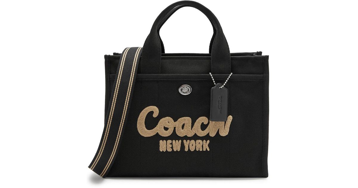 COACH Cargo 26 Logo-embroidered Canvas Tote in Black | Lyst