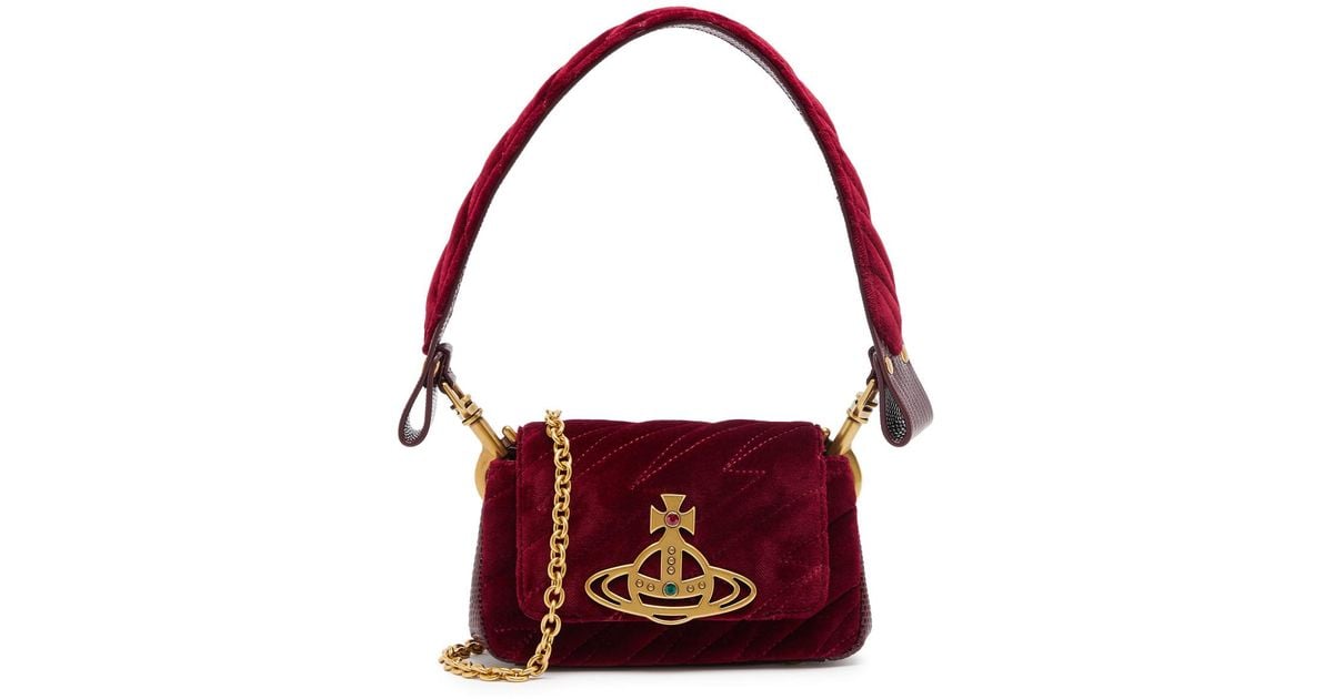 Vivienne Westwood Hazel Small Quilted Velvet Top Handle Bag in Red | Lyst