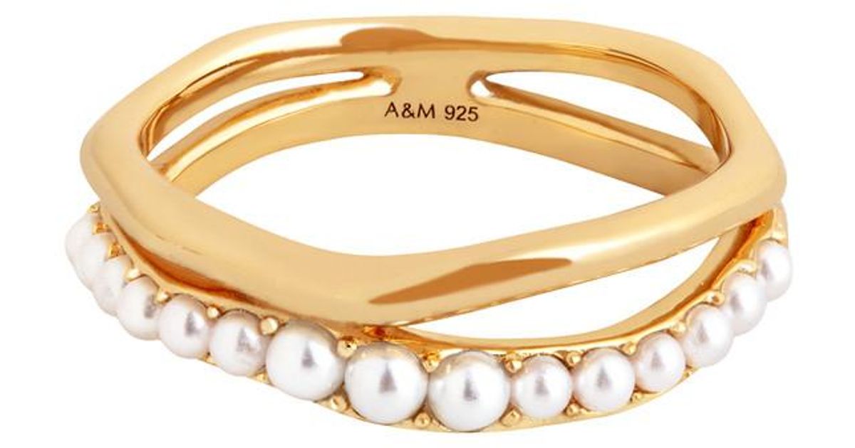 Astrid & Miyu Molten Illusion Pearl 18K Vermeil Ring in White | Lyst