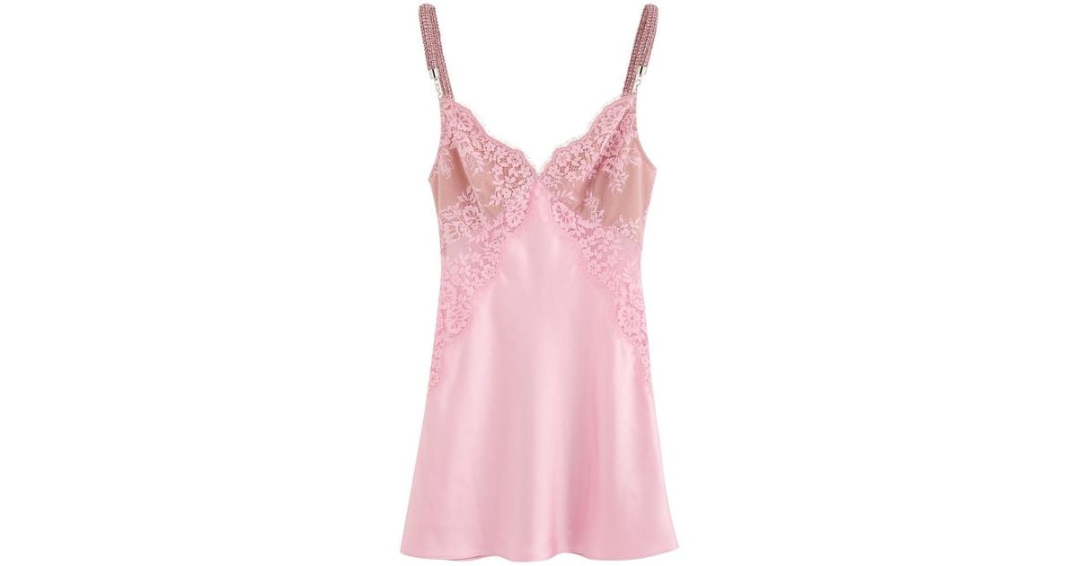 Self-Portrait X Christopher Kane Lace And Satin Mini Dress in Pink ...