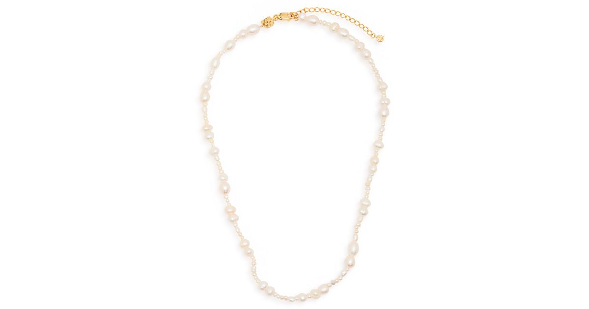 Astrid & Miyu Serenity-Beaded 18Kt-Plated Necklace in White | Lyst