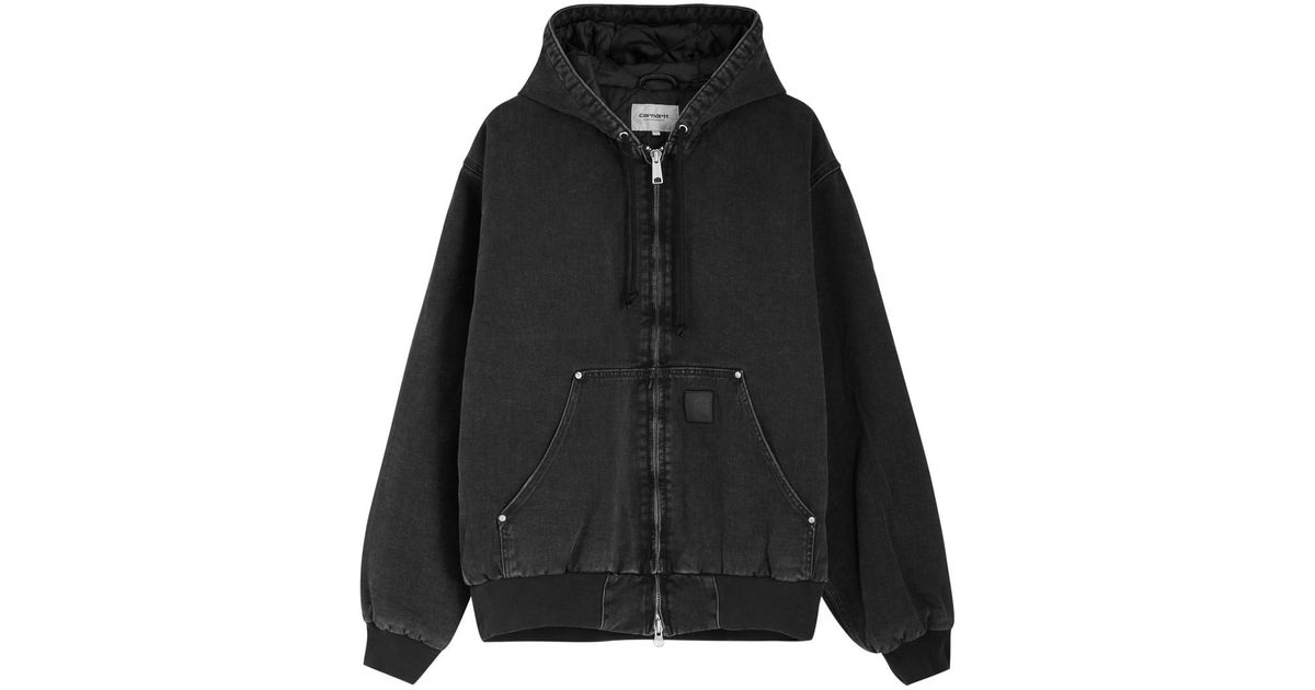 Carhartt Og Active Rivet Hooded Denim Jacket in Black for Men | Lyst