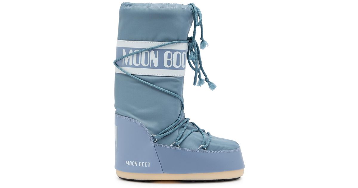 Moon Boot Icon Padded Nylon Mid-Calf Snow Boots in Blue | Lyst
