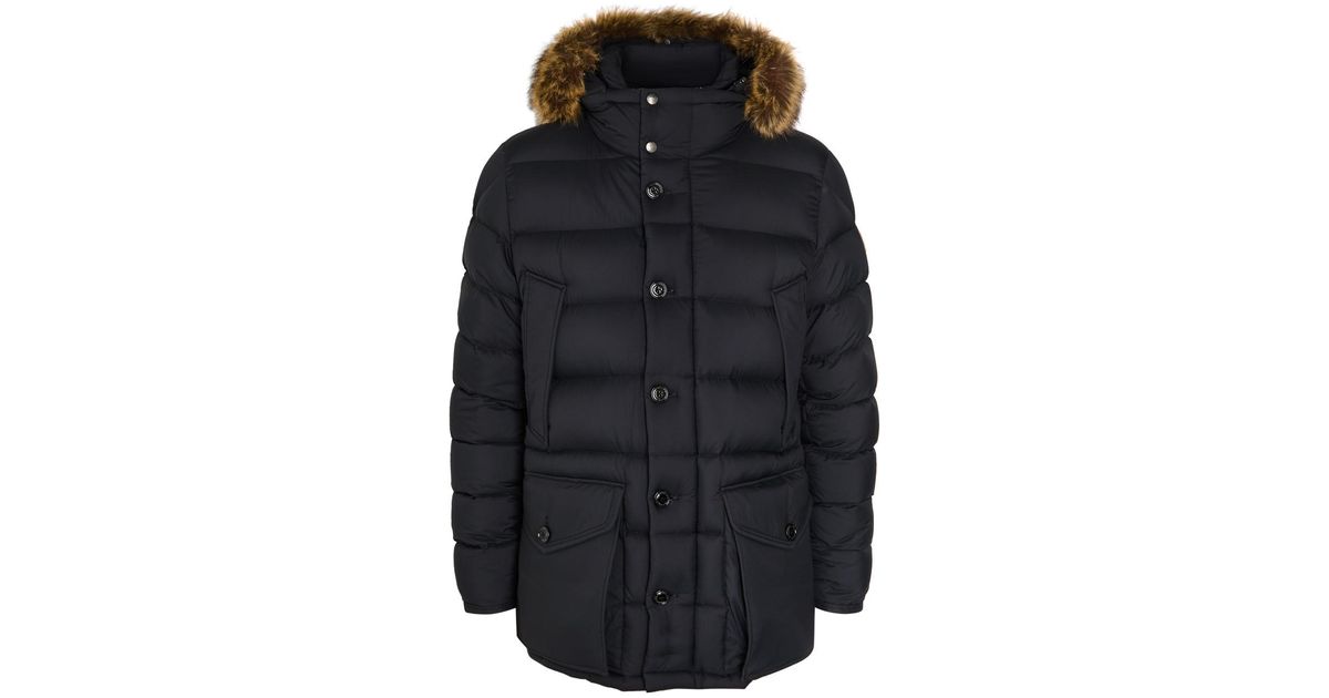 Moncler Clunye Faux Fur-Trimmed Nylon Jacket in Blue for Men | Lyst