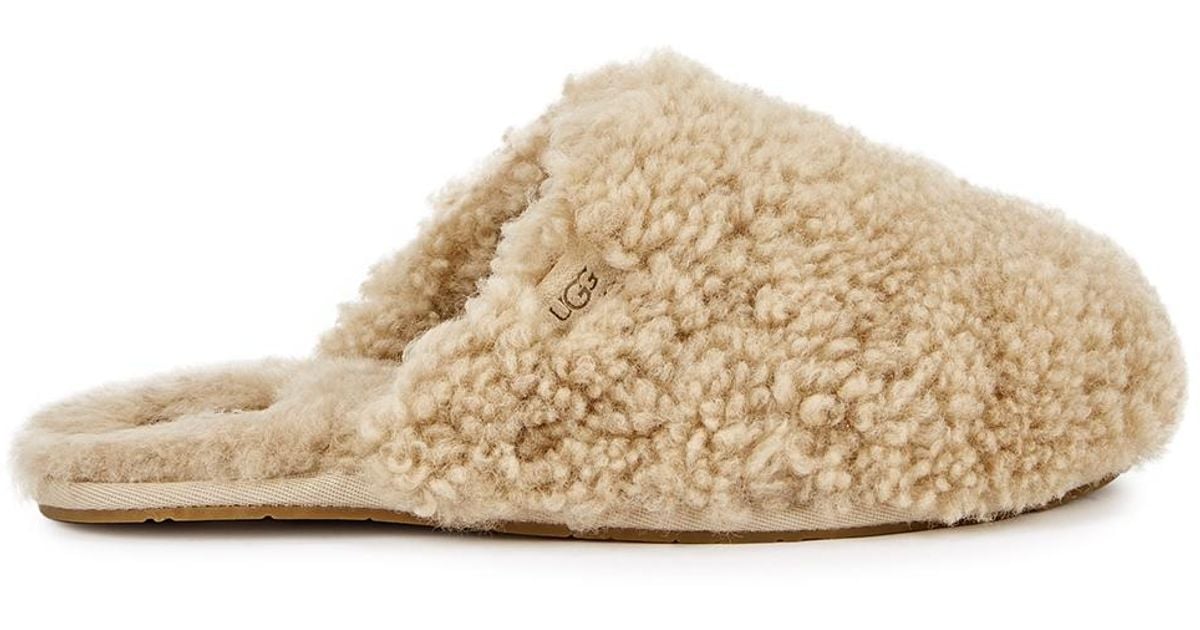 UGG Maxi Curly Shearling Slippers , Slippers, Slip On in Natural | Lyst