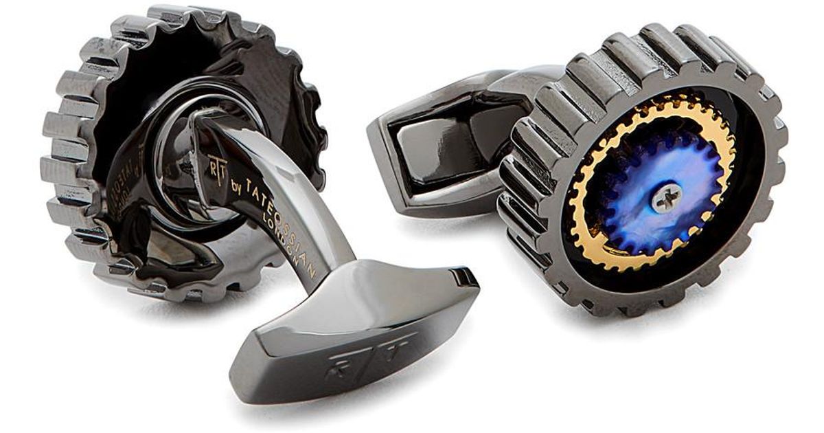Tateossian Rotating Gears Cufflinks in Black for Men | Lyst UK