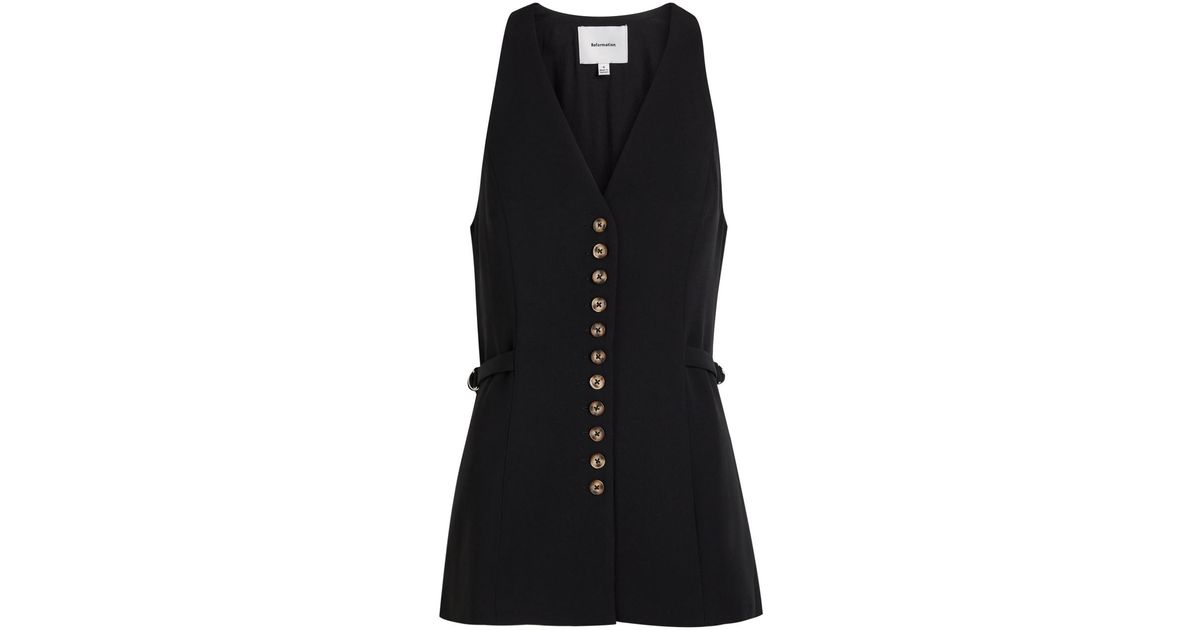 Reformation Rowe Darted Crepe Top in Black | Lyst