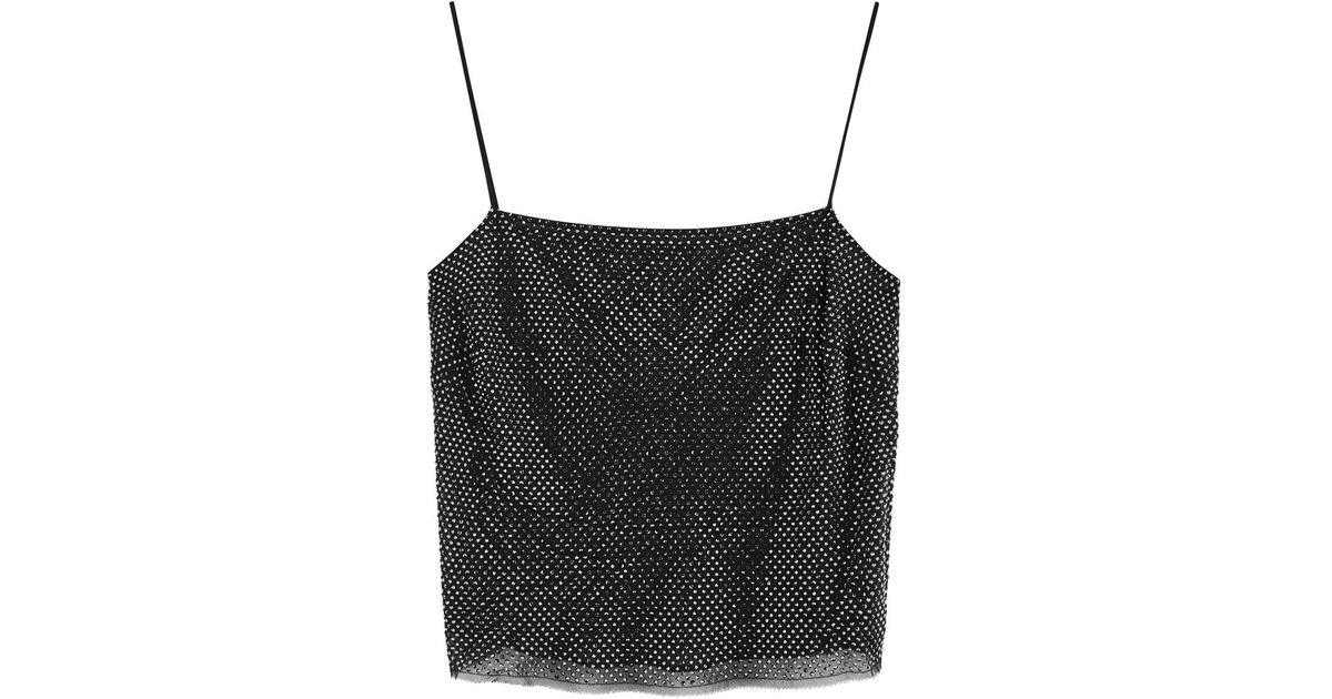 Roland Mouret Crystal-Embellished Silk-Chiffon Tank in Black | Lyst