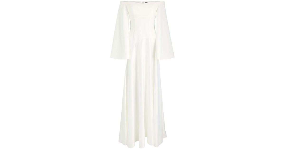 Solace London Rina Satin And Crepe Maxi Dress in White | Lyst
