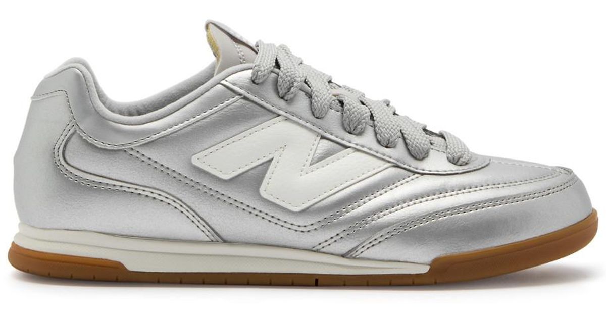 New Balance Rc42 Panelled Metallic-Leather Sneakers in White | Lyst