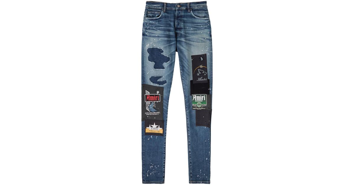 Amiri Lounge Patch-Appliqué Skinny Jeans in Blue for Men | Lyst