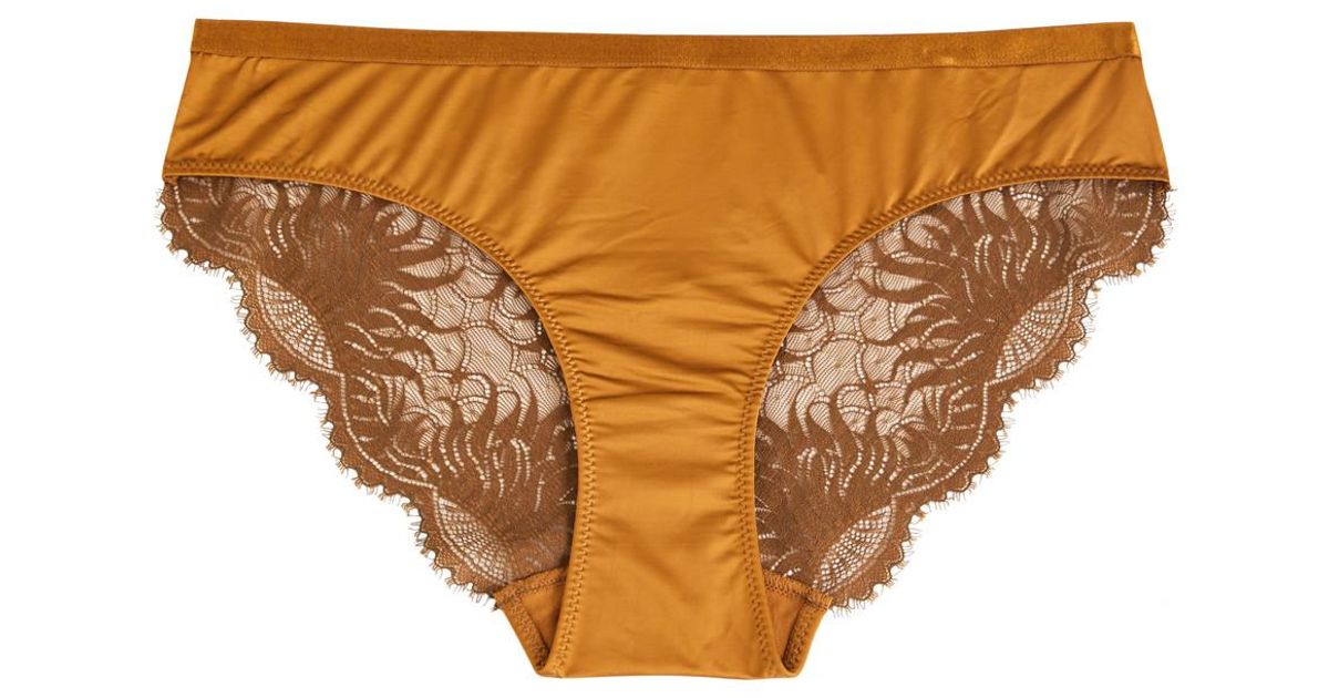 Hanro Gale Lace Stretch-Satin Briefs in Metallic | Lyst