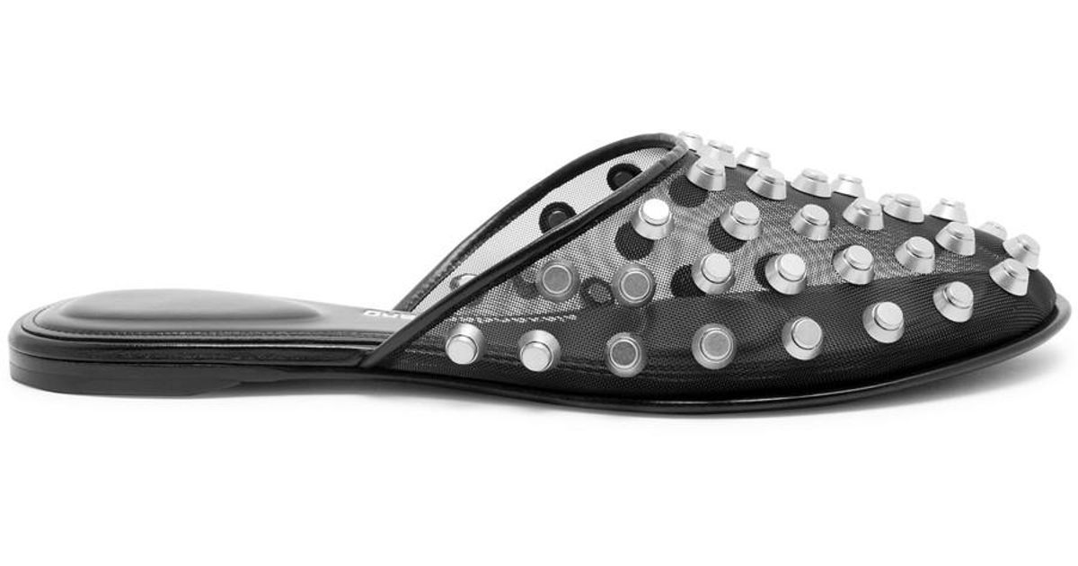 Alexander Wang Rhodes Stud-Embellished Mesh Ballet Flats in Black | Lyst