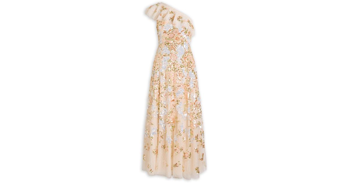 Needle & Thread Baroque Sequin-Embellished Tulle Gown in Natural | Lyst UK