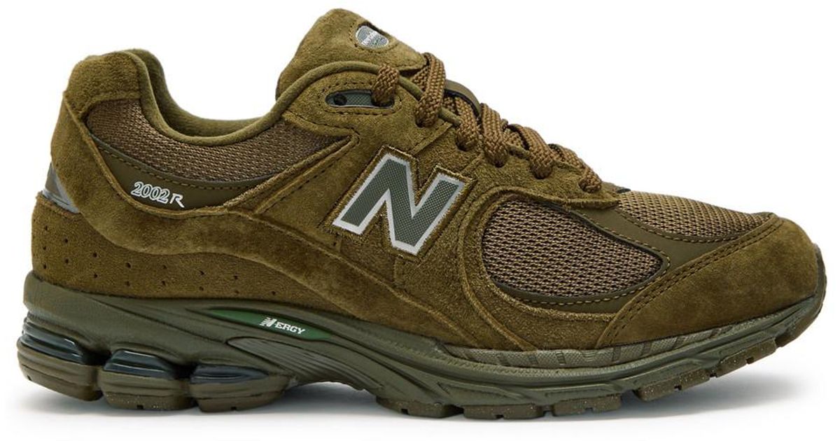 New Balance 2002R Panelled Suede And Mesh-Knit Sneakers in Green | Lyst