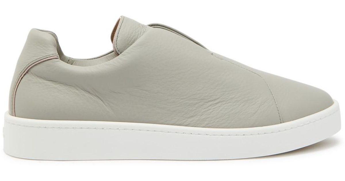 Aurélien Aur3 Grained Leather Sneakers in White for Men | Lyst