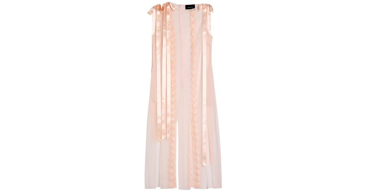 Simone Rocha Appliquéd Sheer Tulle Midi Dress in Pink | Lyst UK