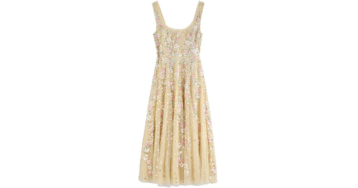 Needle & Thread Confetti Embellished Tulle Gown in Natural | Lyst