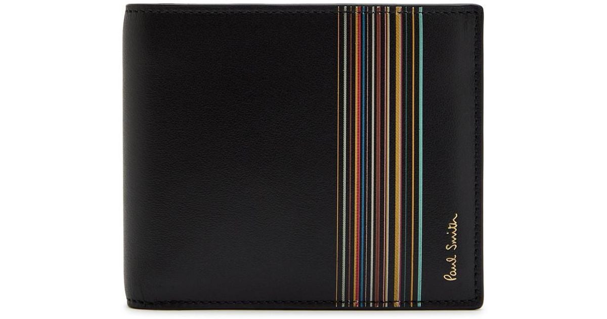 Paul Smith Signature Striped Logo Leather Wallet in Black for Men | Lyst