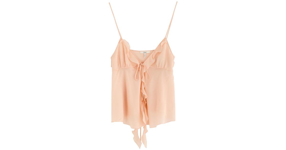 Chloé Ruffled Silk Top in Pink | Lyst UK