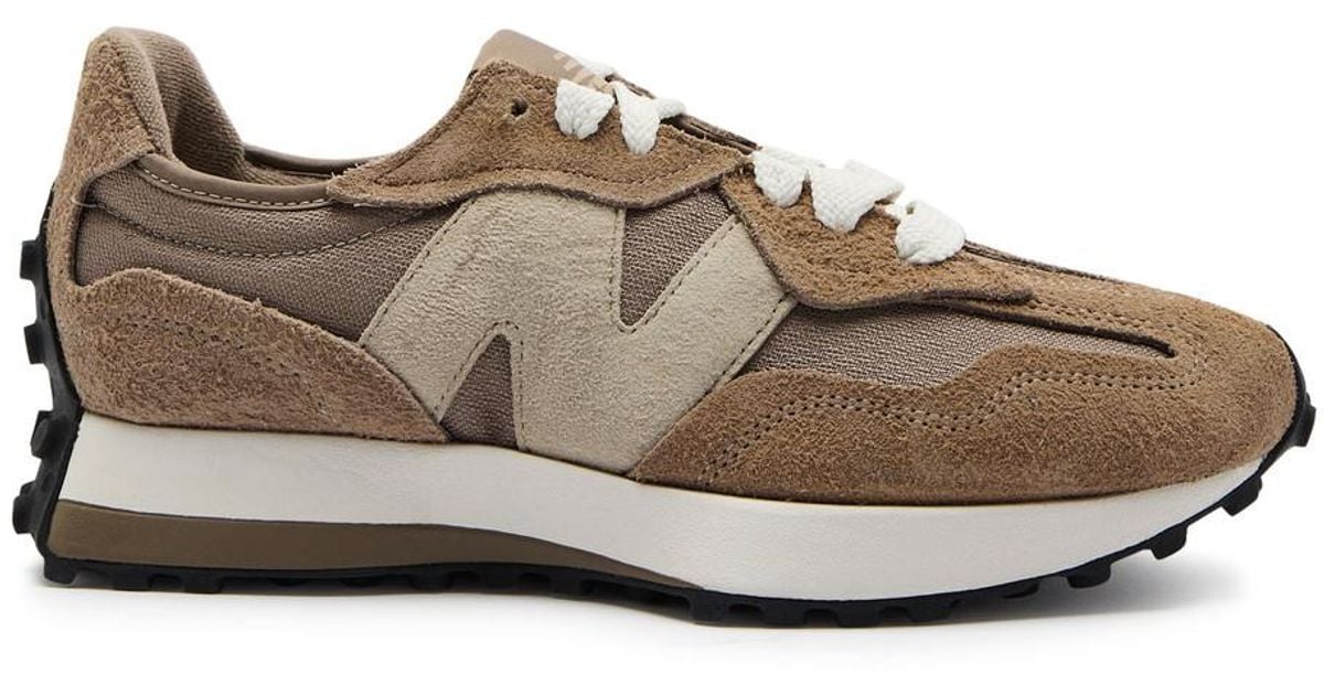 New Balance 327 Panelled Suede Sneakers in Brown | Lyst