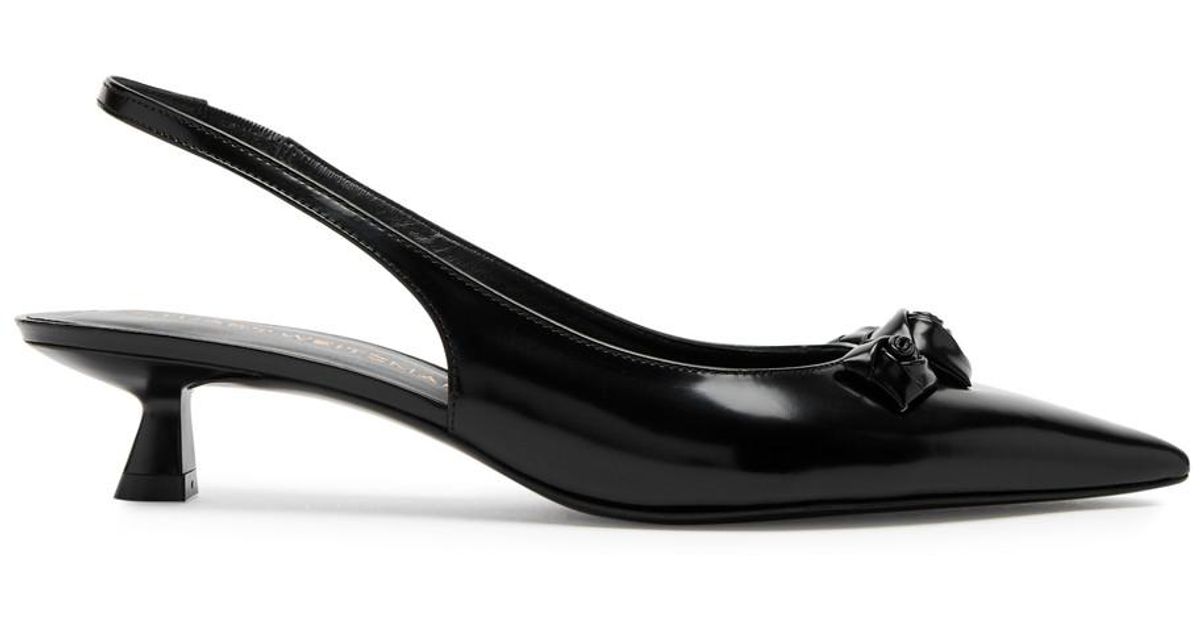 Stuart Weitzman Rosie 35 Glossed Leather Slingback Pumps in Black | Lyst