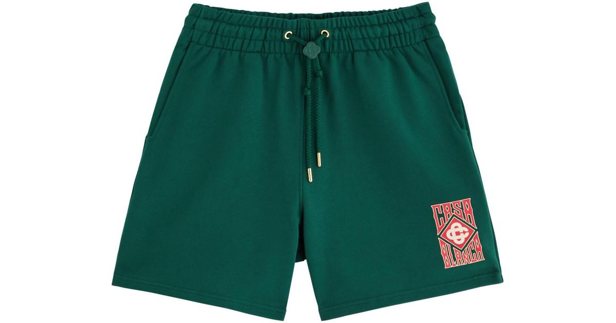 CASABLANCA Gothic Stacked Printed Cotton Shorts in Green for Men | Lyst