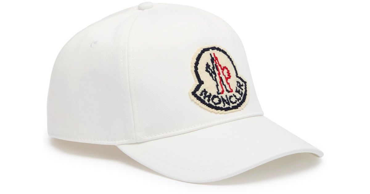 Moncler Logo Cotton Cap in White for Men | Lyst UK
