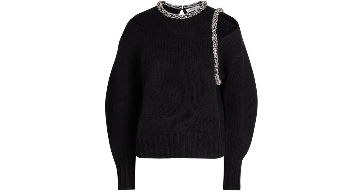Jonathan Simkhai Monroe Crystal-Embellished Wool-Blend Jumper in Black ...