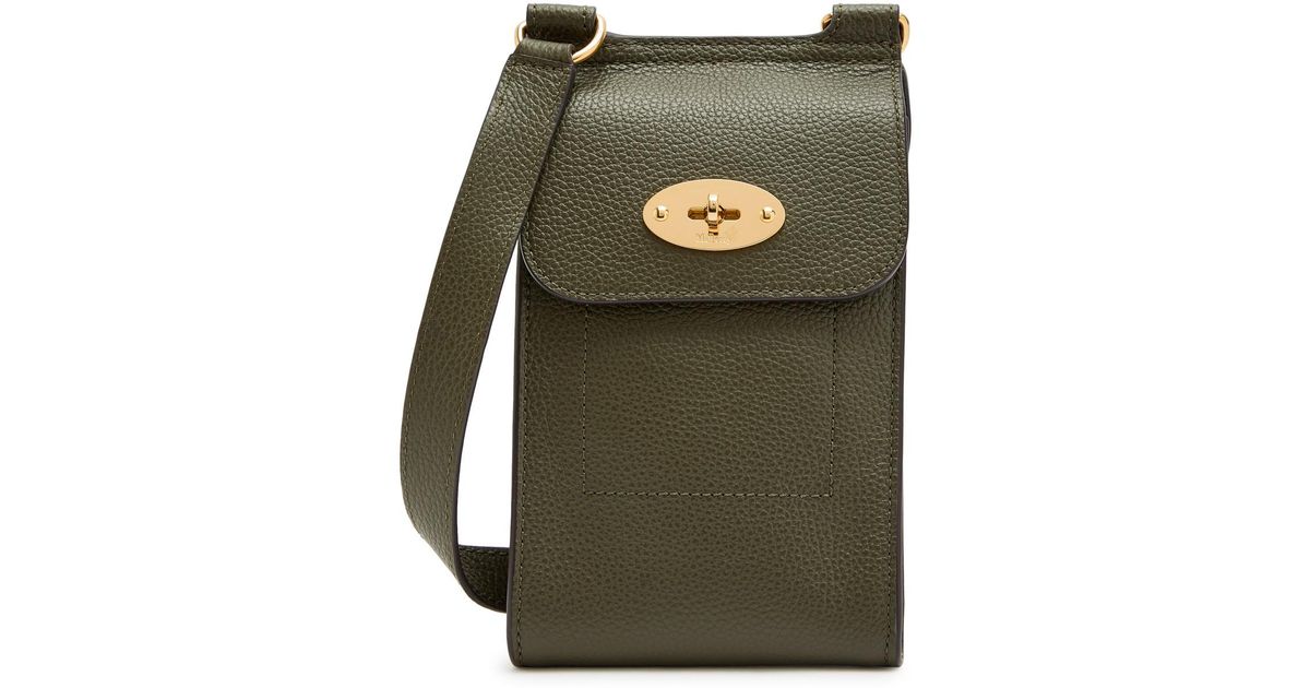 Mulberry Anthony Mini Grained Leather Pouch in Green for Men | Lyst UK