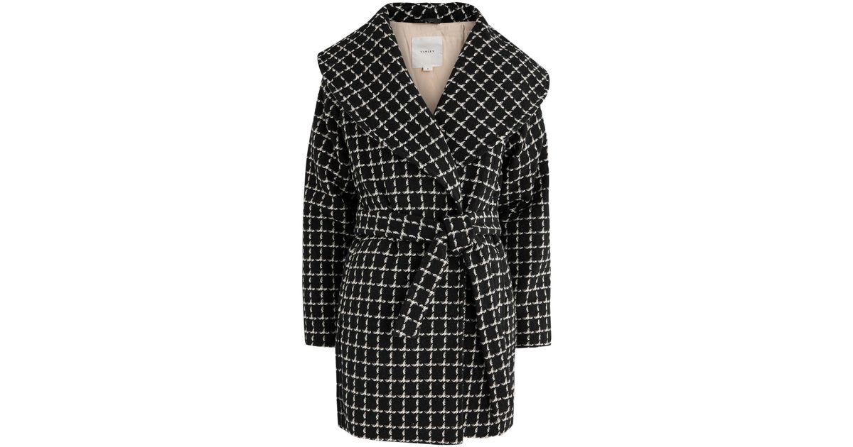Varley Milla Checked Wool-Blend Wrap Jacket in Black | Lyst