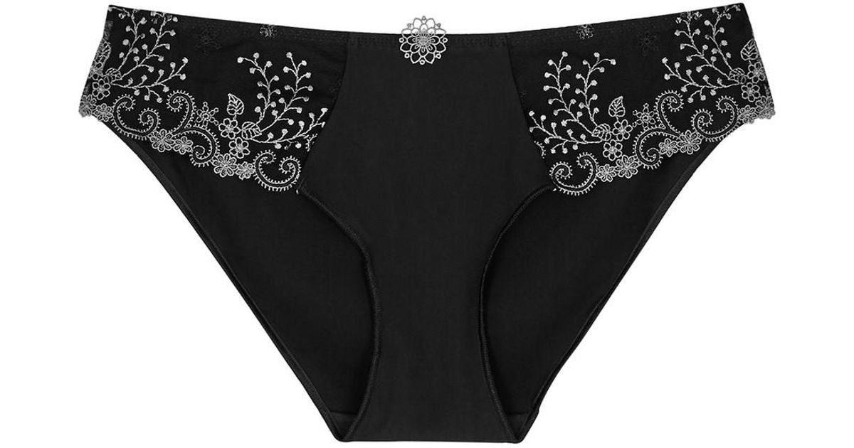 Simone Perele Delice Lace-Trimmed Briefs in Black | Lyst