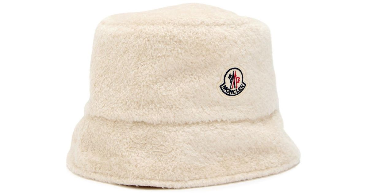 Moncler Reversible Logo Fleece And Shell Bucket Hat in Natural | Lyst UK