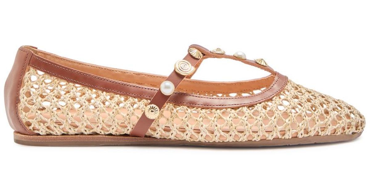 Ancient Greek Sandals Aerati Embellished Raffia Ballet Flats in Brown ...