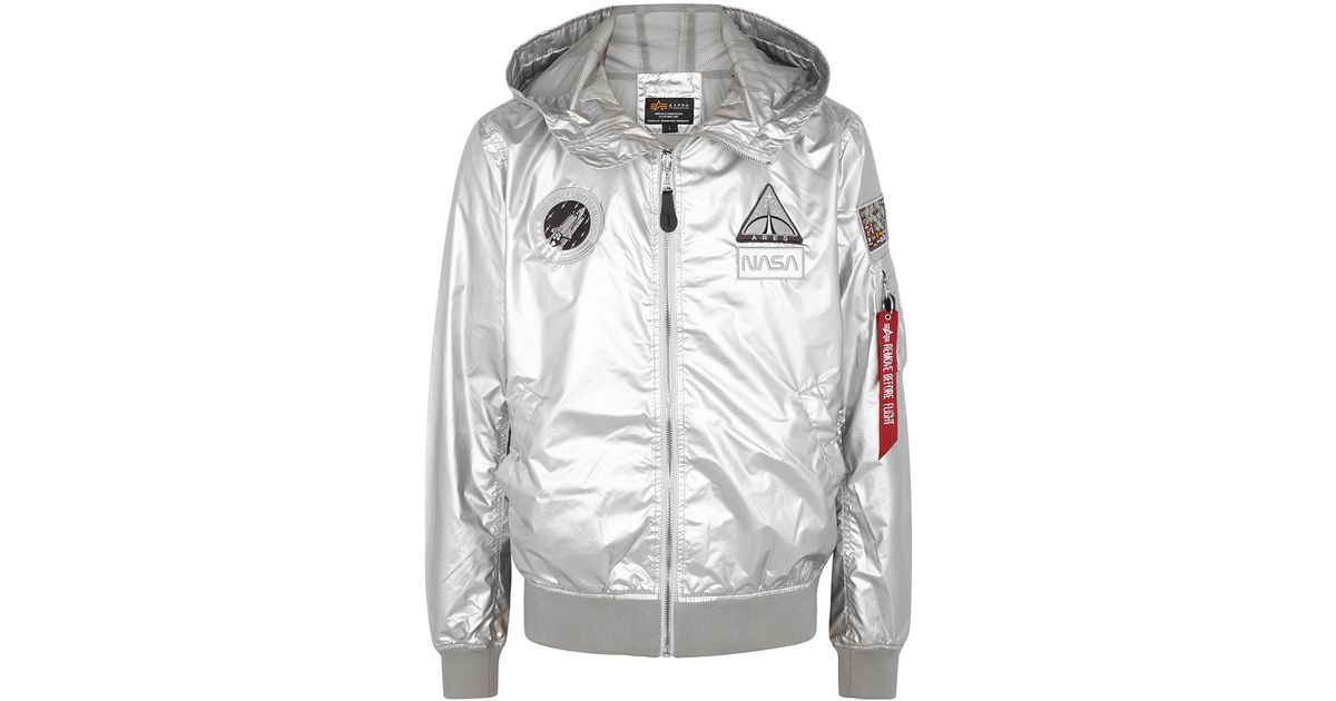 Alpha Industries Synthetic Nasa Ma-1 Silver Hooded Shell Jacket in ...